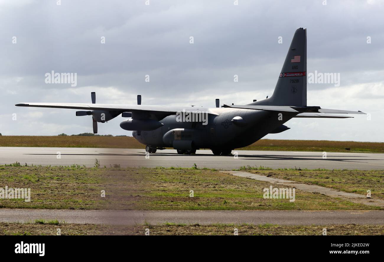 A view of an american C130 Hercules aircraft at Dinard airport Stock ...