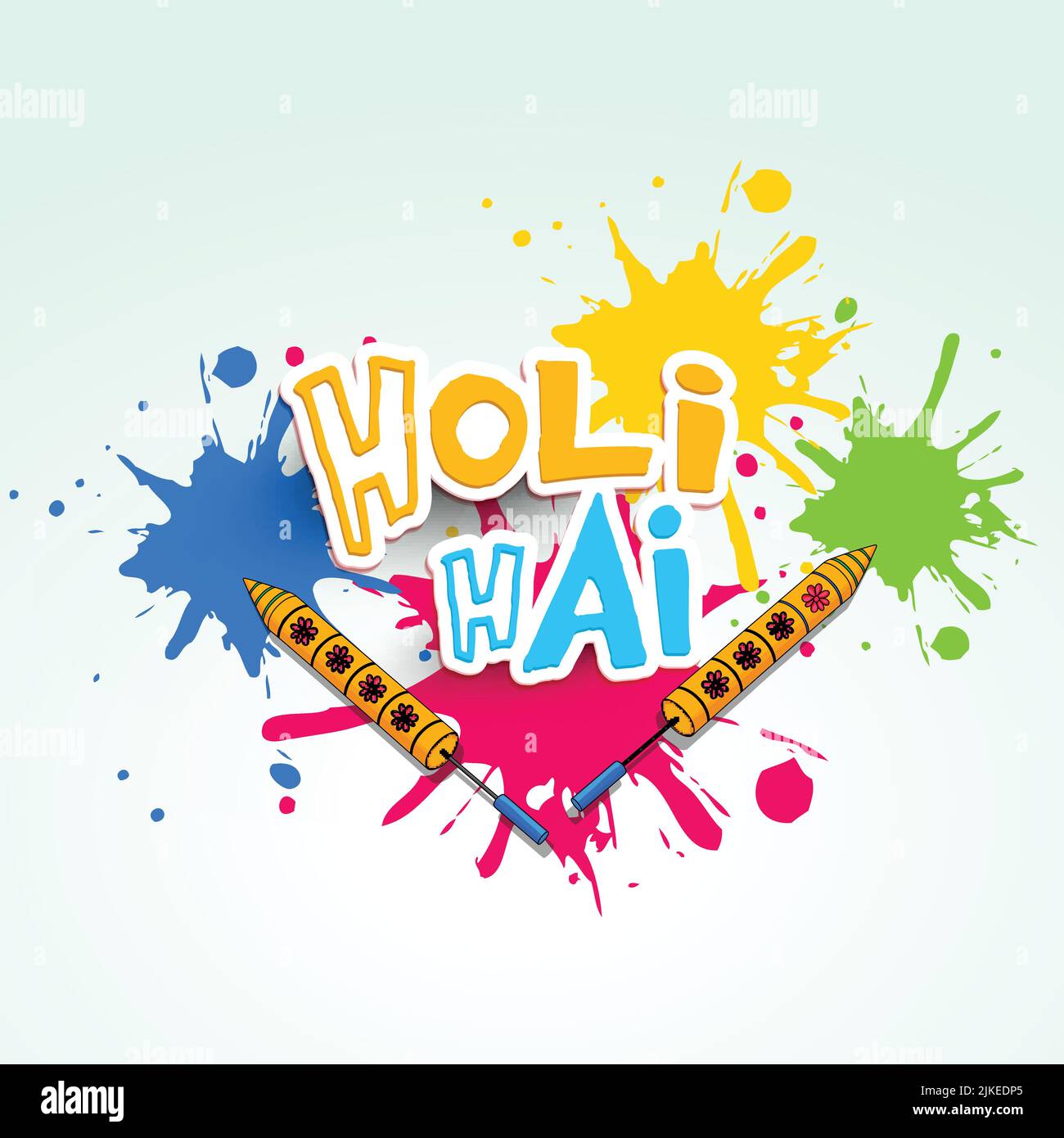 Indian festival of colours, Happy Holi concept with text Holi Hai(It's ...
