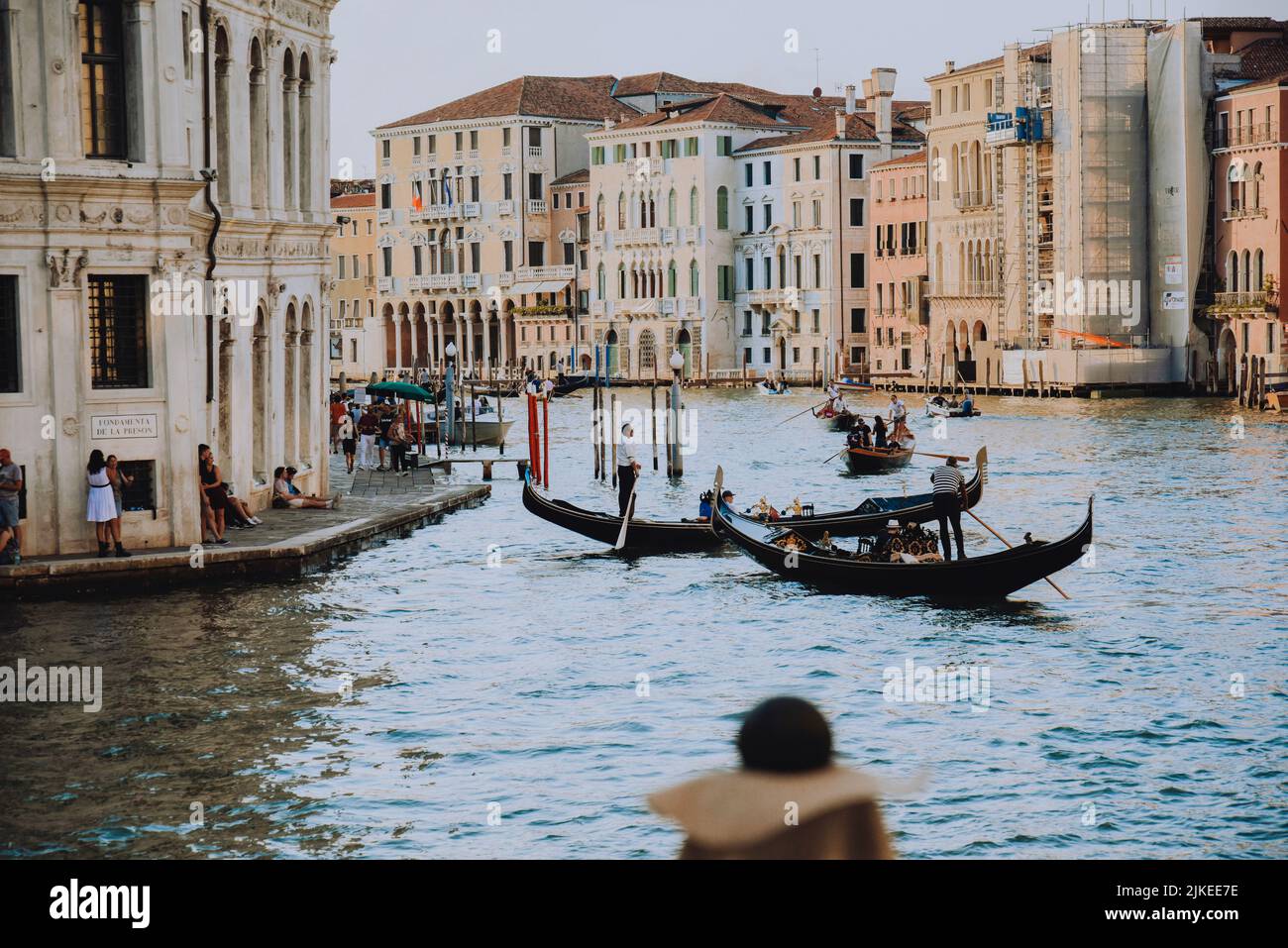 Italy. Venice. 09.07.2022 Venice Grand Canal. People float on gondolas ...