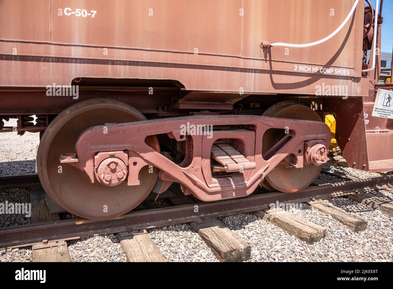 Arizona Railway Museum - Party Caboose Wheel Bogie Stock Photo - Alamy