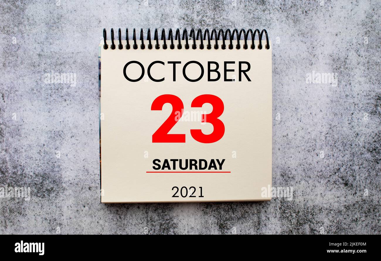 Save the Date written on a calendar - October 23 Stock Photo - Alamy