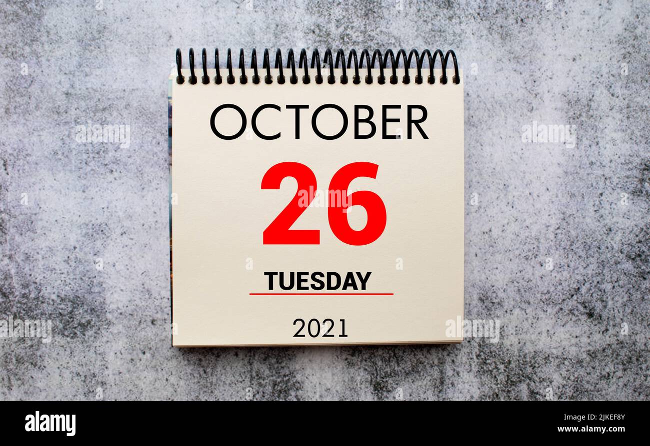 Save the Date written on a calendar - October 26 Stock Photo - Alamy