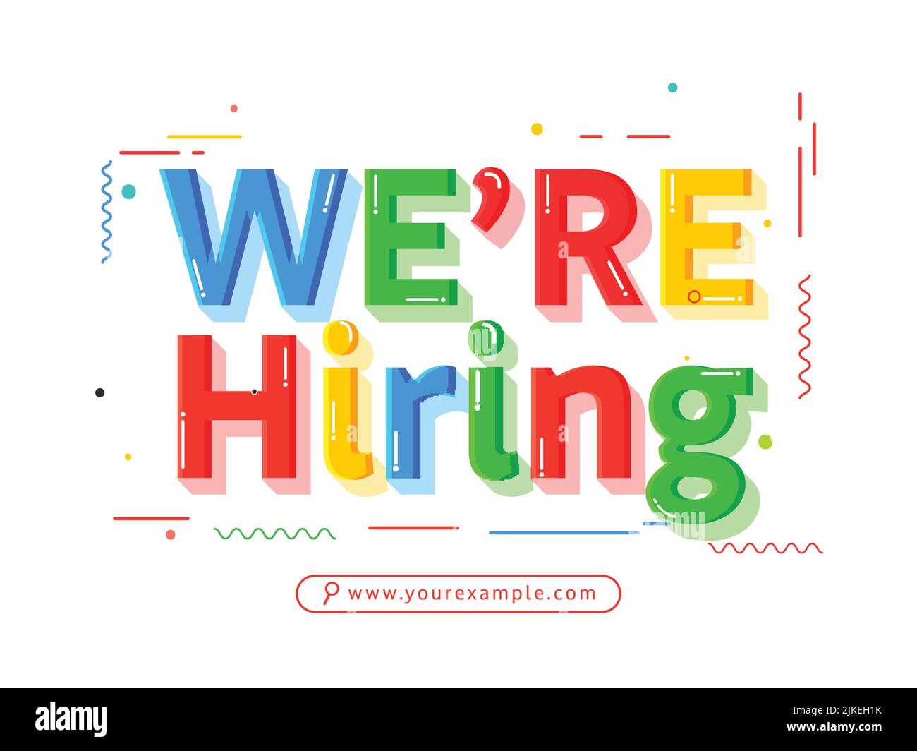 Colorful We're Hiring Lettering On White Background. Advertising Poster ...