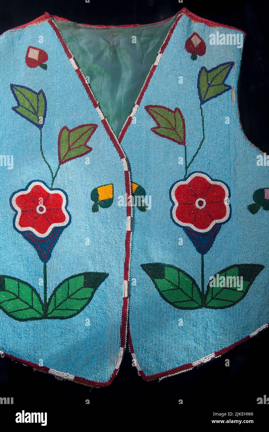 Southern Ute Indian beaded vest with floral designs, Colorado Stock ...