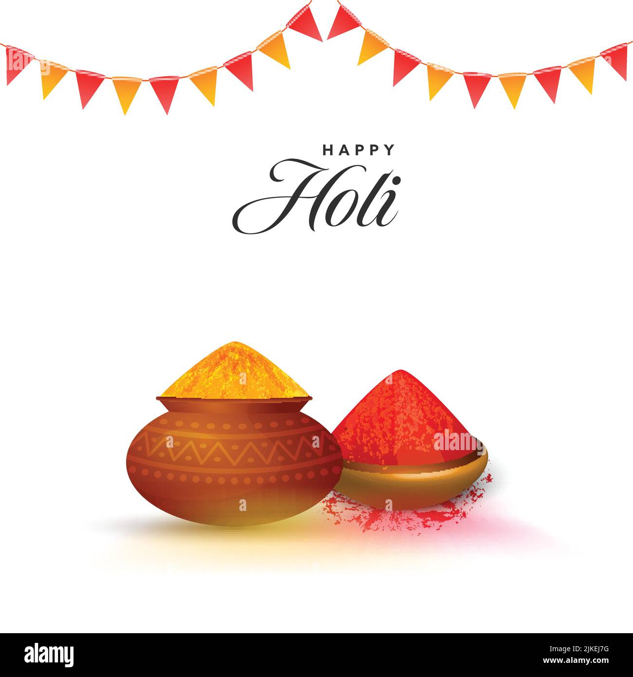 Happy Holi Celebration Concept With Earthen Bowl, Mud Pot Full Of Dry ...