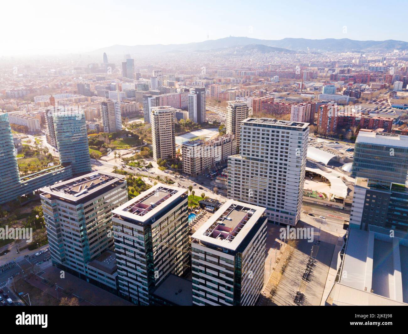 Aerial view of Diagonal Mar i el Front Maritim del Poblenou, Barcelona ...