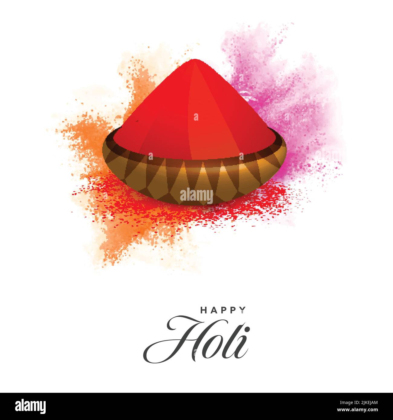 Happy Holi Celebration Concept With Brown Earthen Bowl Full Of Powder ...