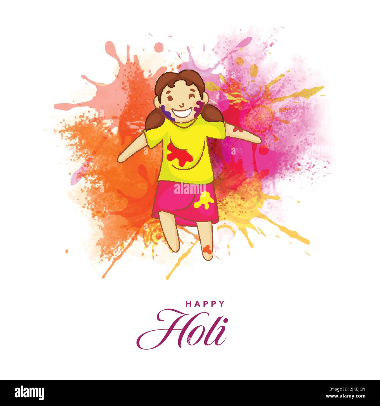 Indian girl enjoying holi festival Cut Out Stock Images & Pictures - Alamy