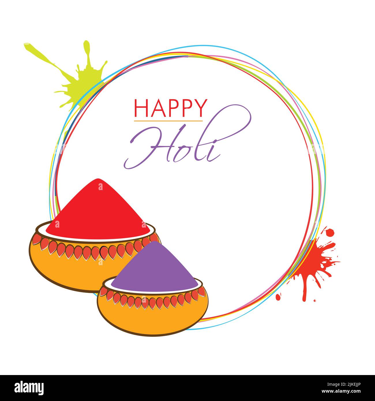 Happy Holi Celebration Concept With Bowls Full Of Color Powder (Gulal ...