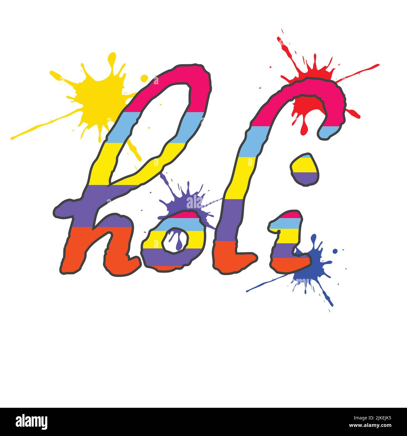 Colorful Creative Holi Font With Color Splash Effect On White ...