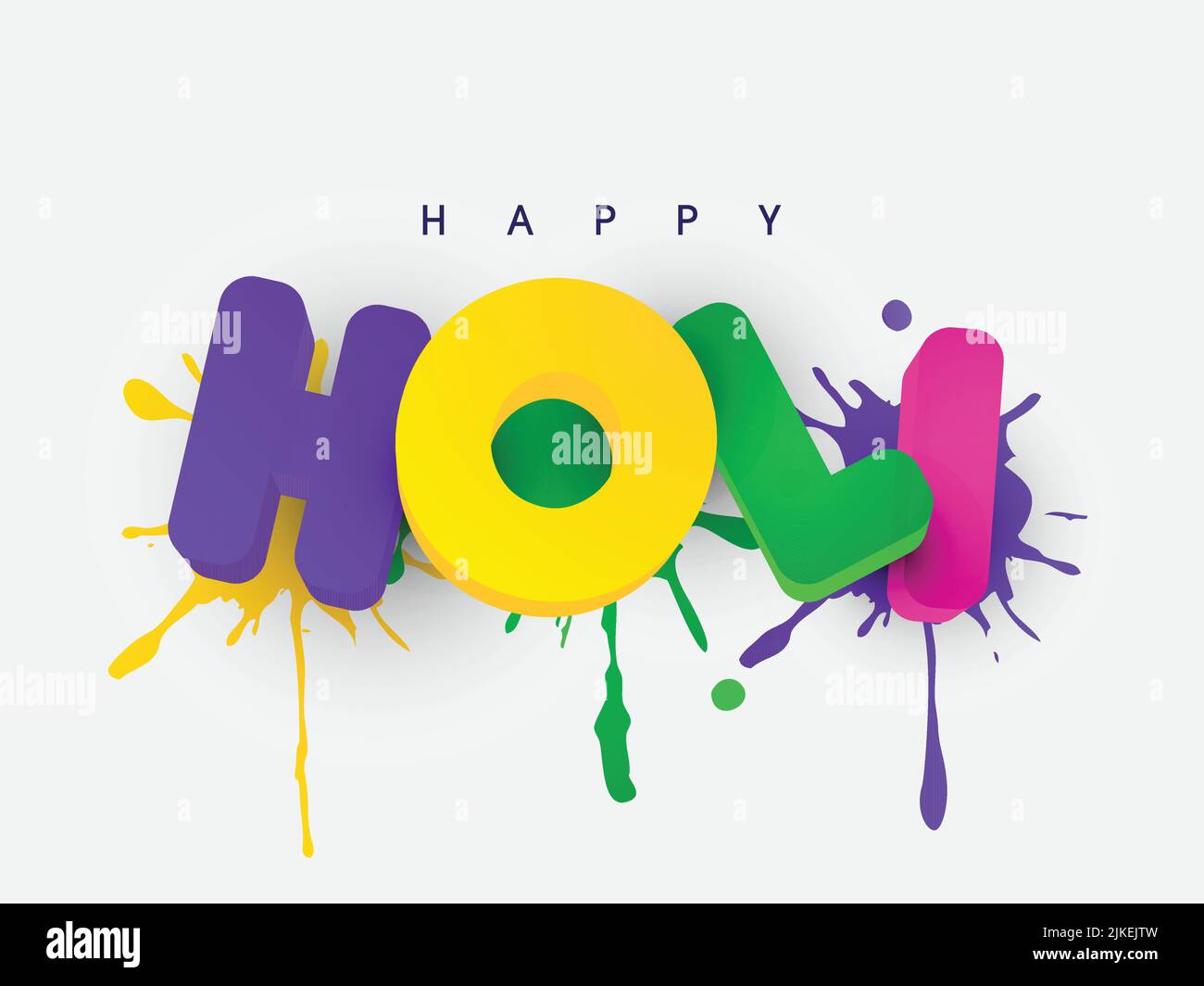 3D Colorful Holi Font And Color Splash Effect On White Background Stock ...