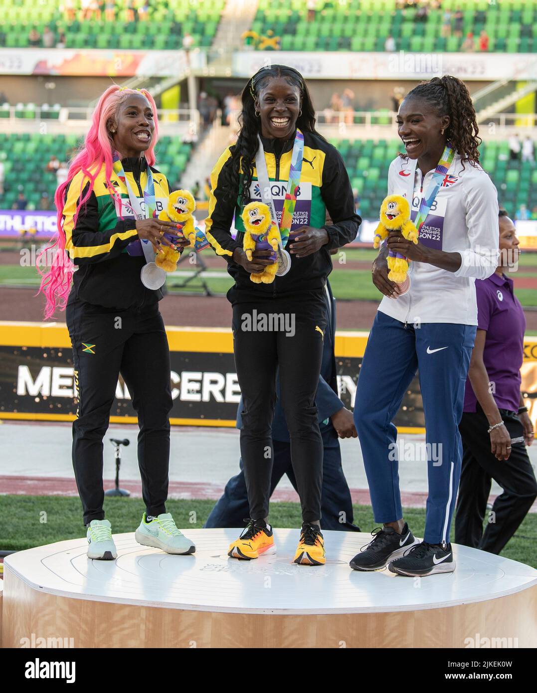 Shelly-Ann Fraser-Pryce Silver, Shericka Jackson Gold and Dina Asher ...