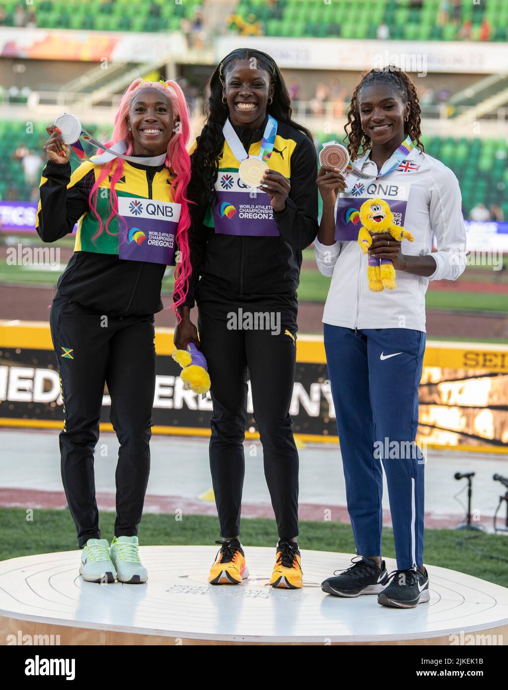 Shelly-Ann Fraser-Pryce Silver, Shericka Jackson Gold and Dina Asher ...