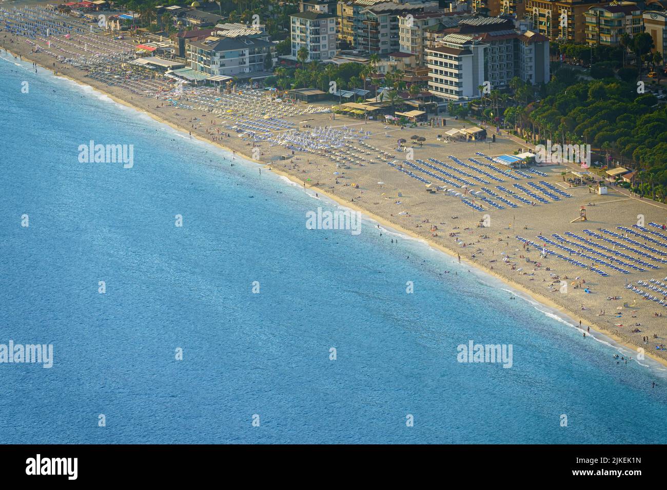Aerial view of Cleopatra beach, Mediterranean Sea, Alanya, Turkey Stock ...