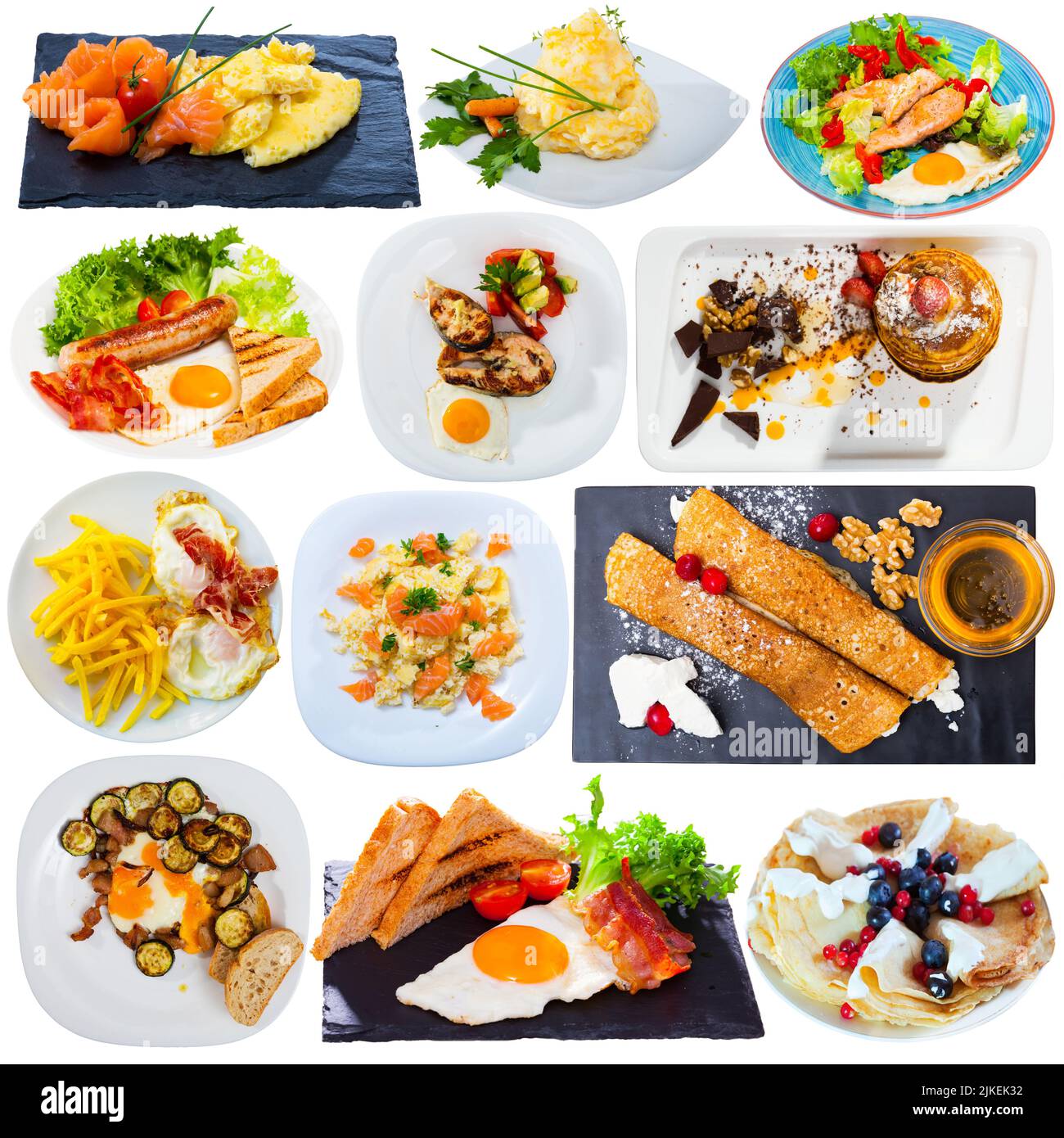 Set of various breakfasts Stock Photo - Alamy