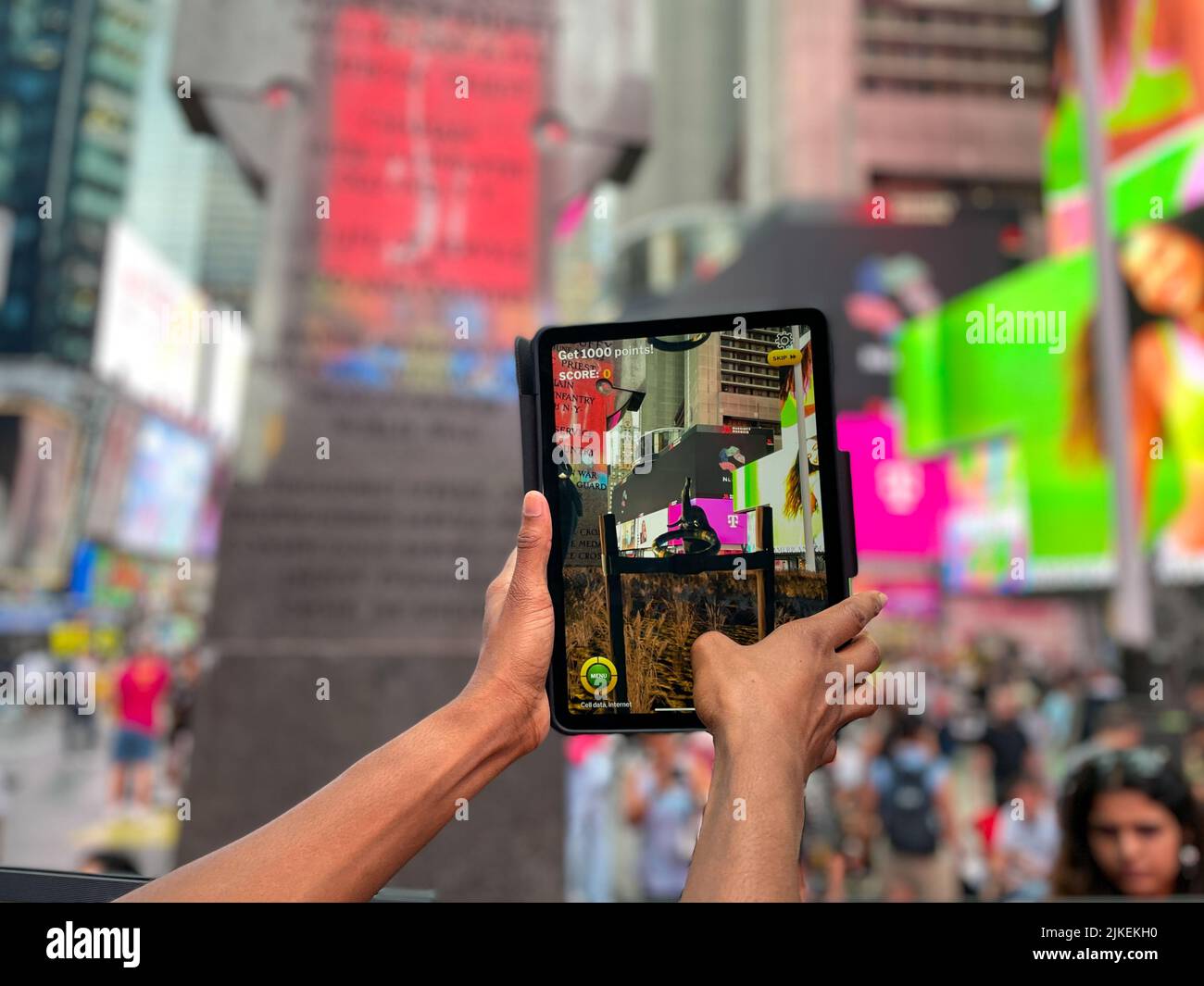 People are seen experiencing a new Augmented reality (AR) experience, a ...