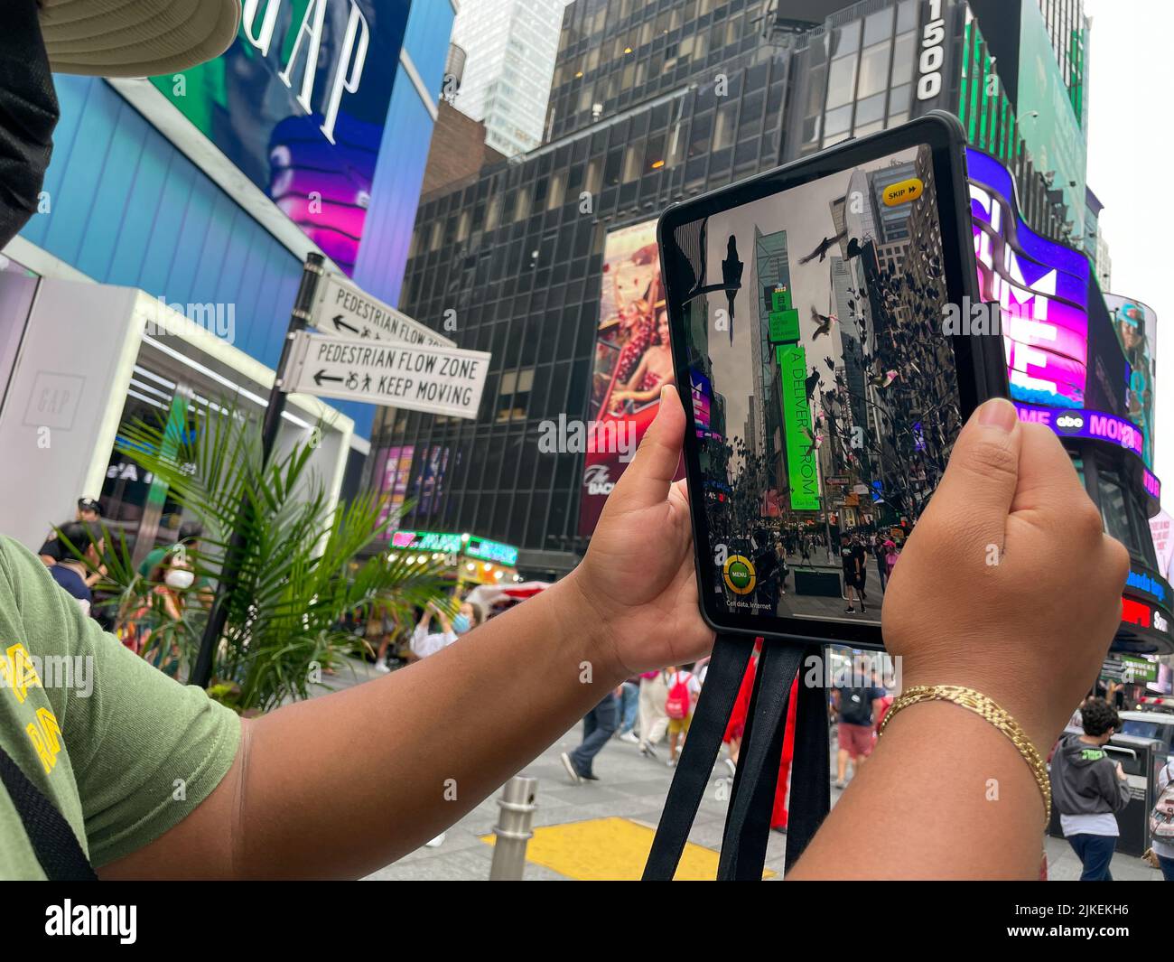 People are seen experiencing a new Augmented reality (AR) experience, a ...