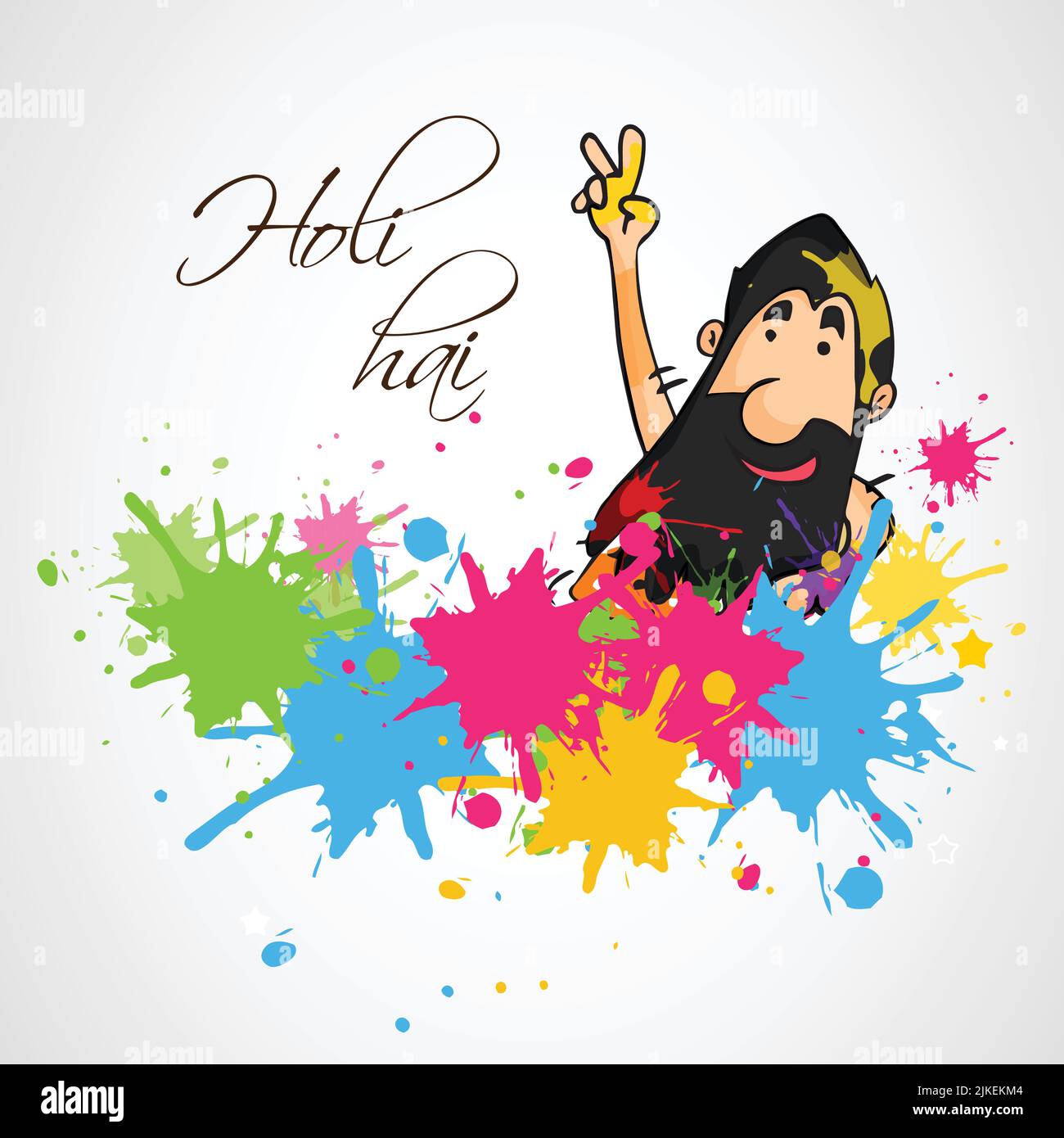 Indian man holi festival showing Stock Vector Images - Alamy