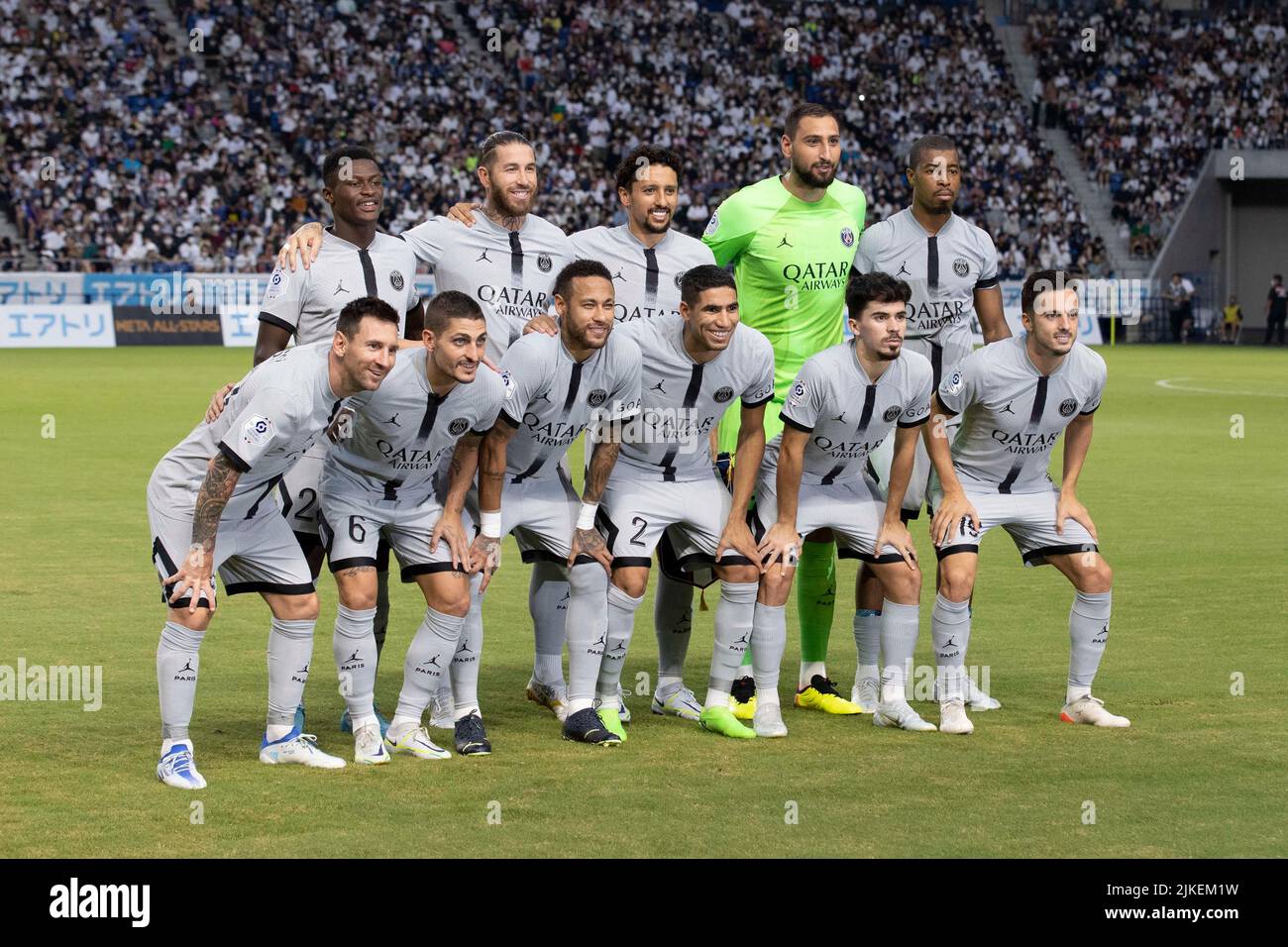 Osaka, Japan. 25th July, 2022. Paris Saint-Germain team group line-up ...