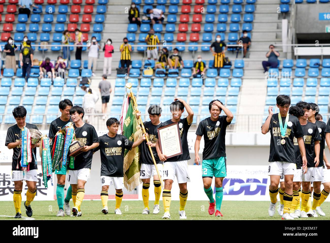 Tokushima, Japan. 30th July, 2022. Maebashi Ikuei team group Football ...