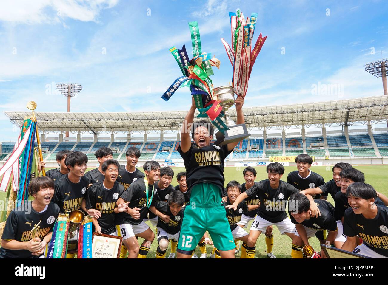 Tokushima, Japan. 30th July, 2022. Maebashi Ikuei team group Football ...