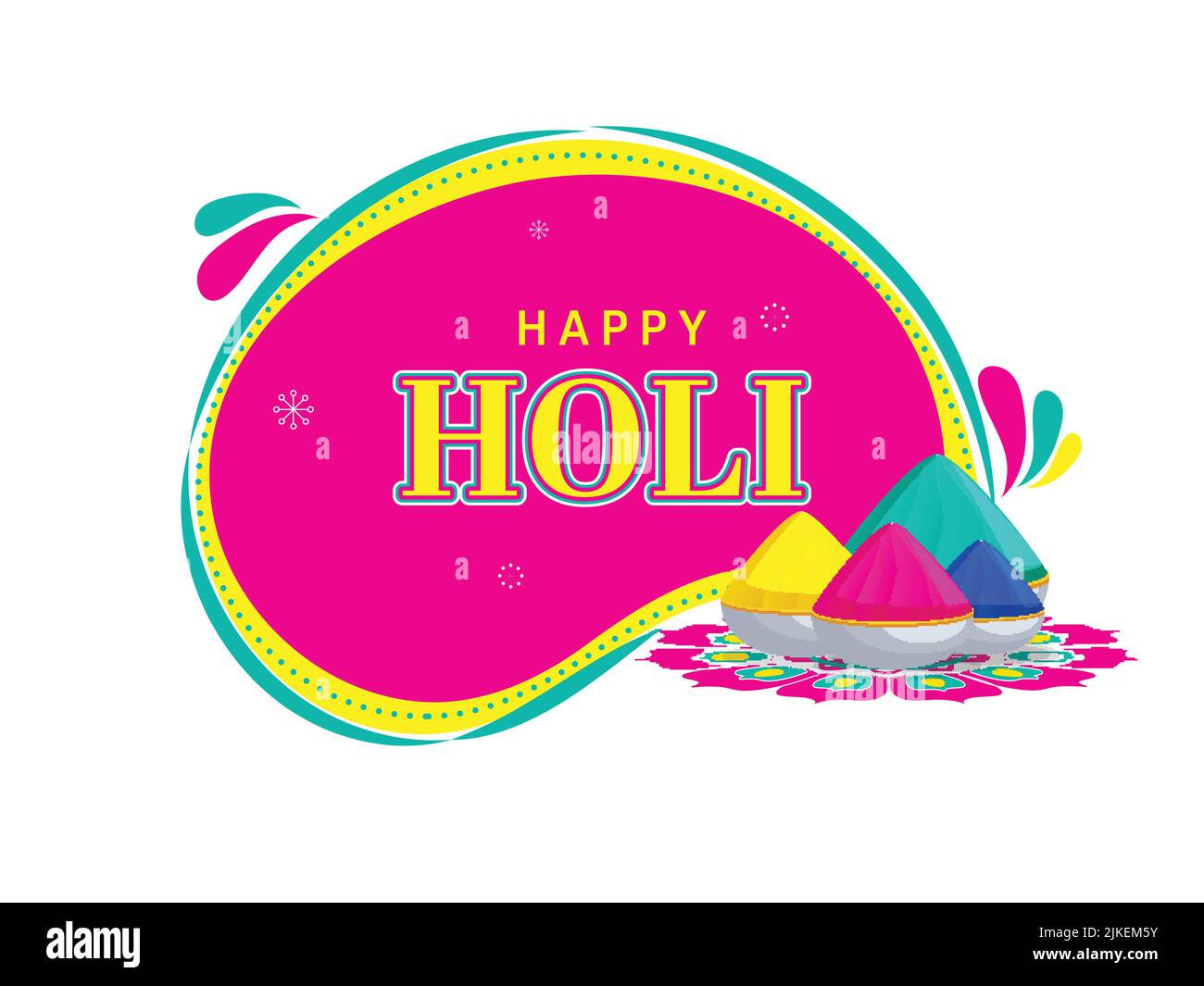 Indian festival of colours, Happy Holi concept, traditional pots with ...