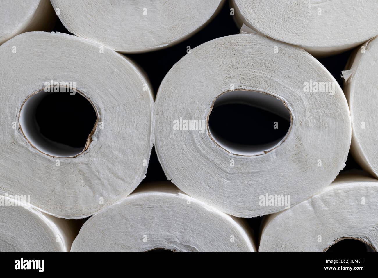 a large amount of toilet paper from recycled waste paper, toilet paper ...