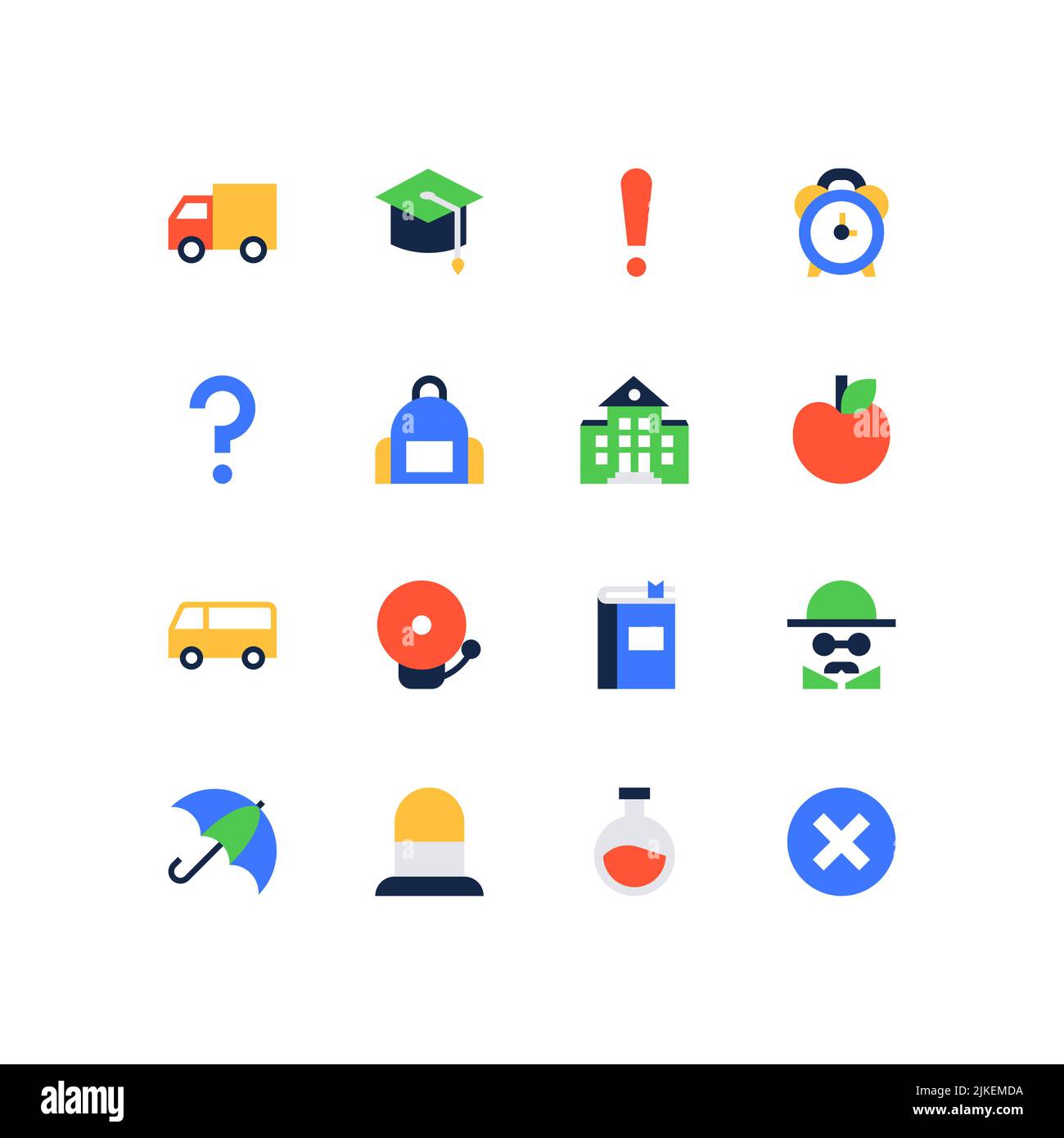 School and learning - set of flat design style icons Stock Vector Image ...