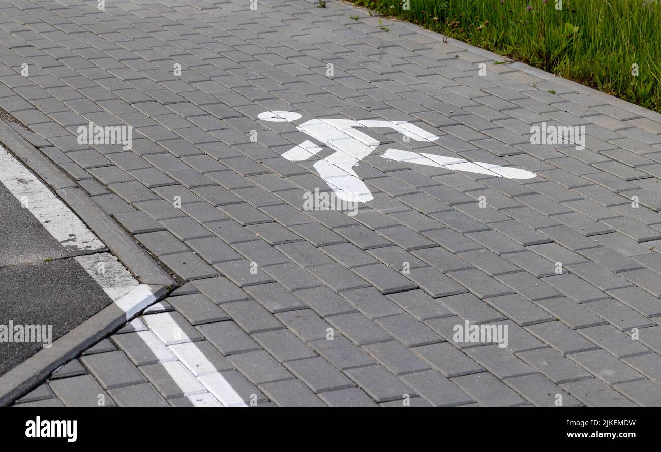 concrete tile road for pedestrian traffic, part of the road for people ...