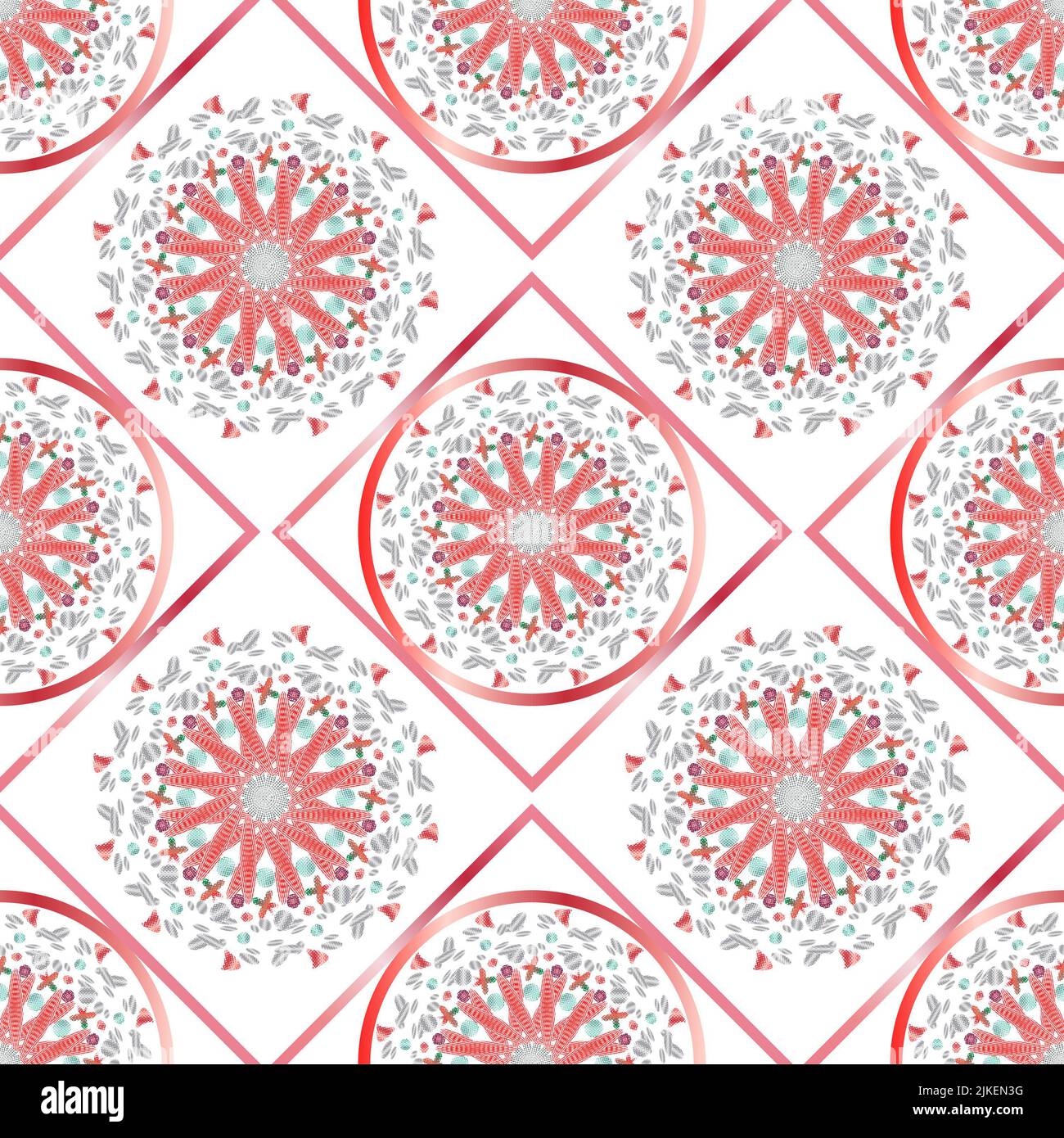 Textured mandala circles encased in diamond shapes. Colors ...