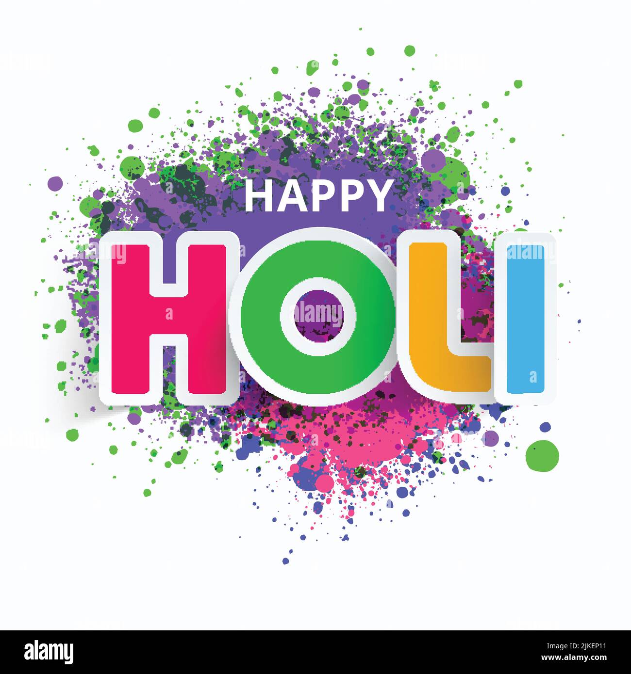 Colorful Paper Happy Holi Font And Color Splash Effect On White ...