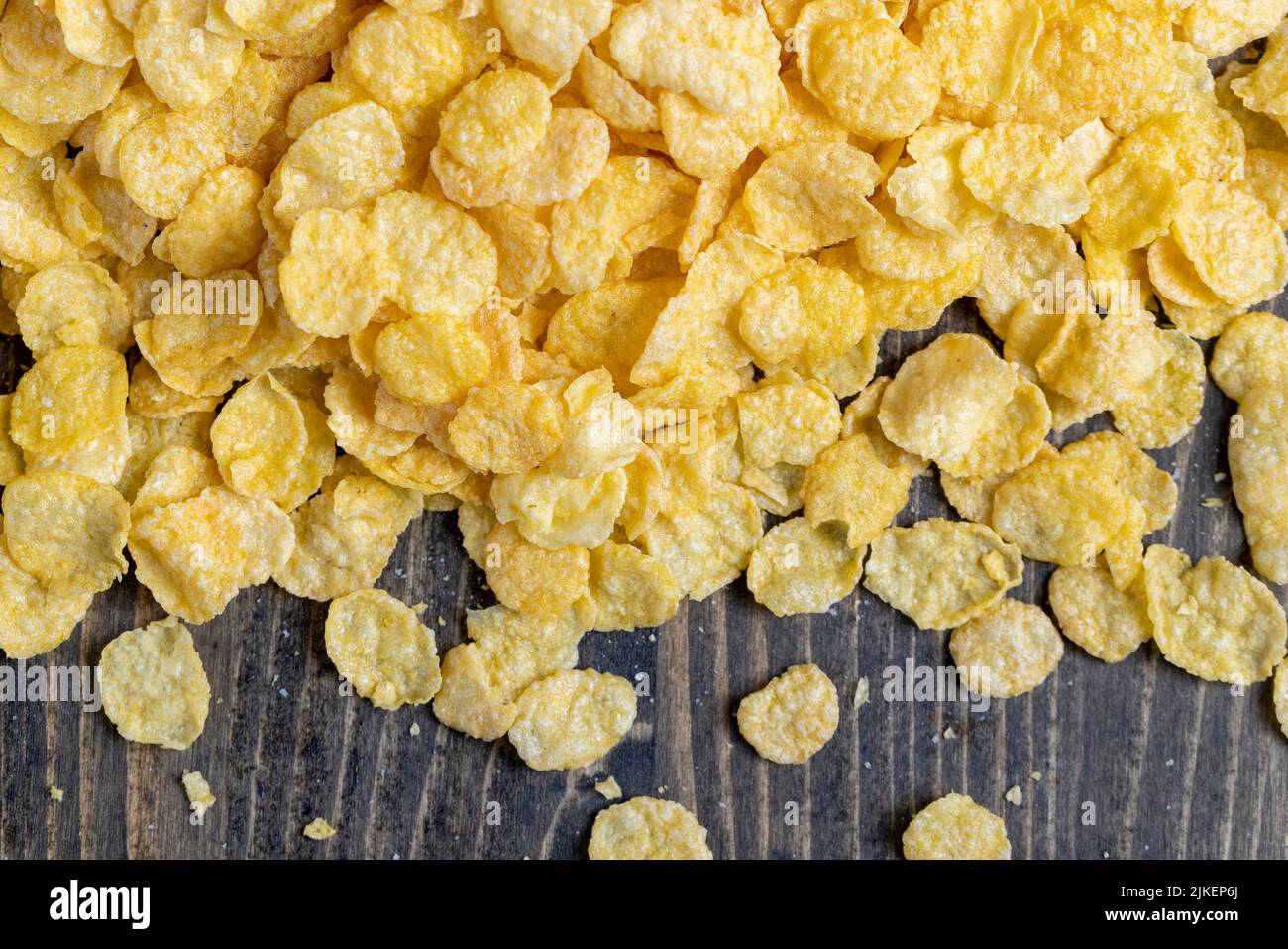 dry breakfast corn flakes of yellow color, preparation of corn dry ...