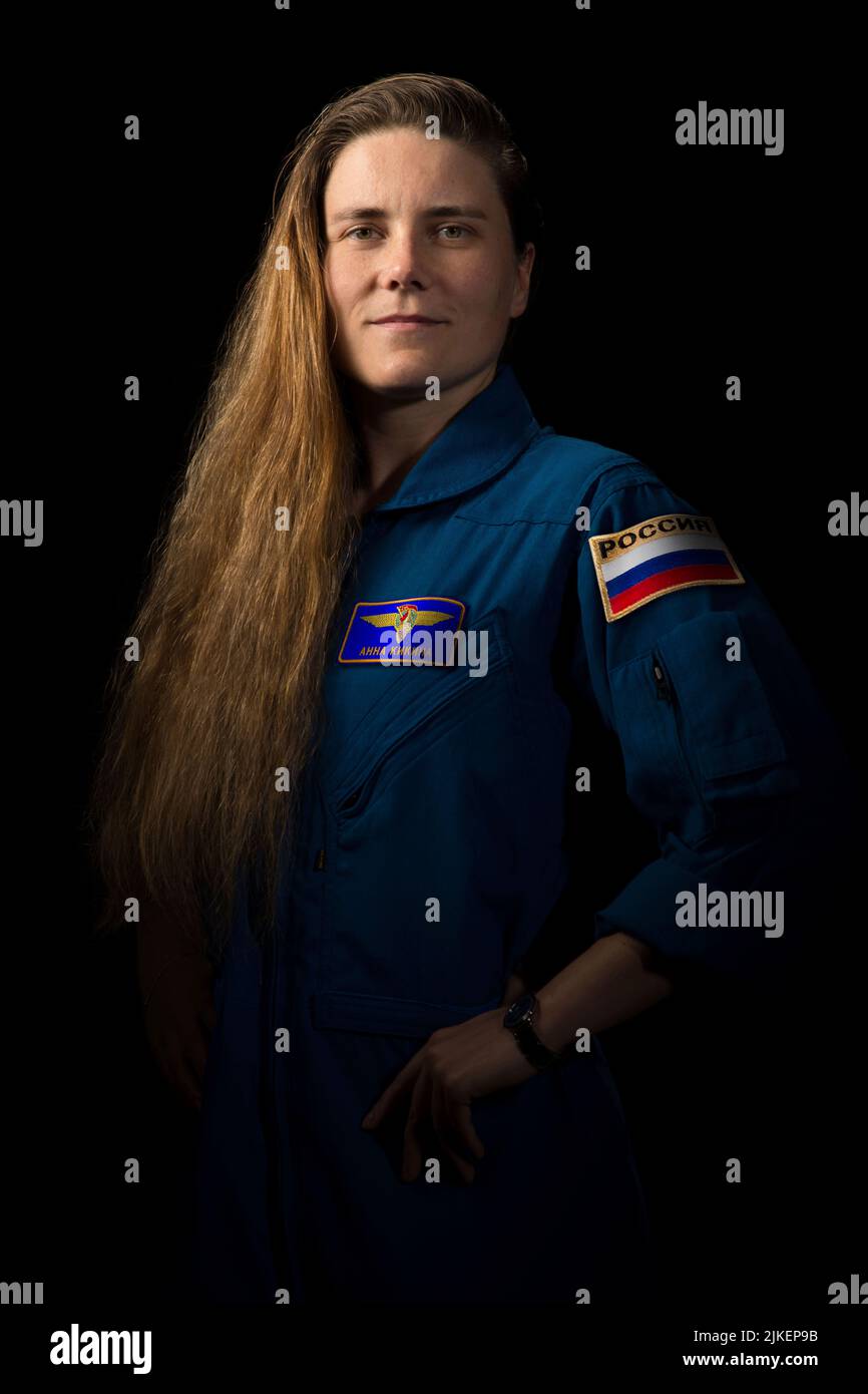 Cosmonaut Anna Kikina poses for a portrait before her launch to the ...