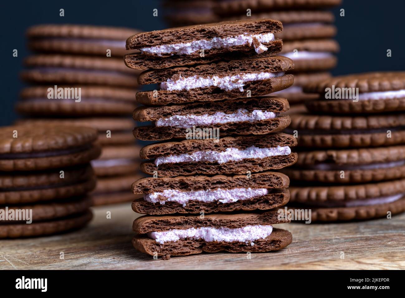 puff pastry chocolate chip sandwiches with creamy filling, crispy fresh ...