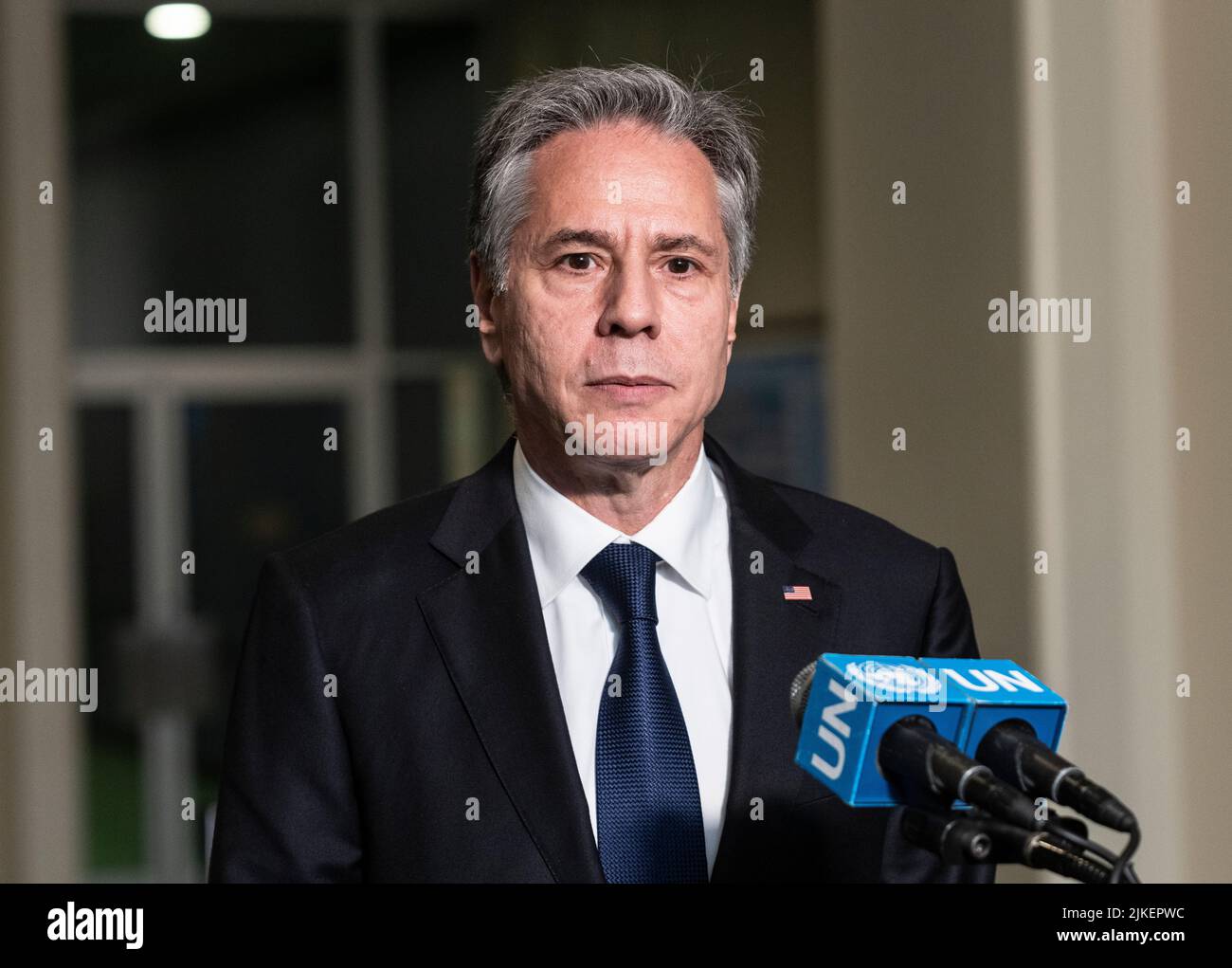 New York, NY - August 1, 2022: Secretary of State Antony B linken press ... New York, NY - August 1, 2022: Secretary of State Antony B linken press ...