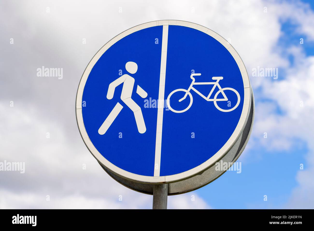 A road sign installed on the road to regulate traffic, a metal sign for ...