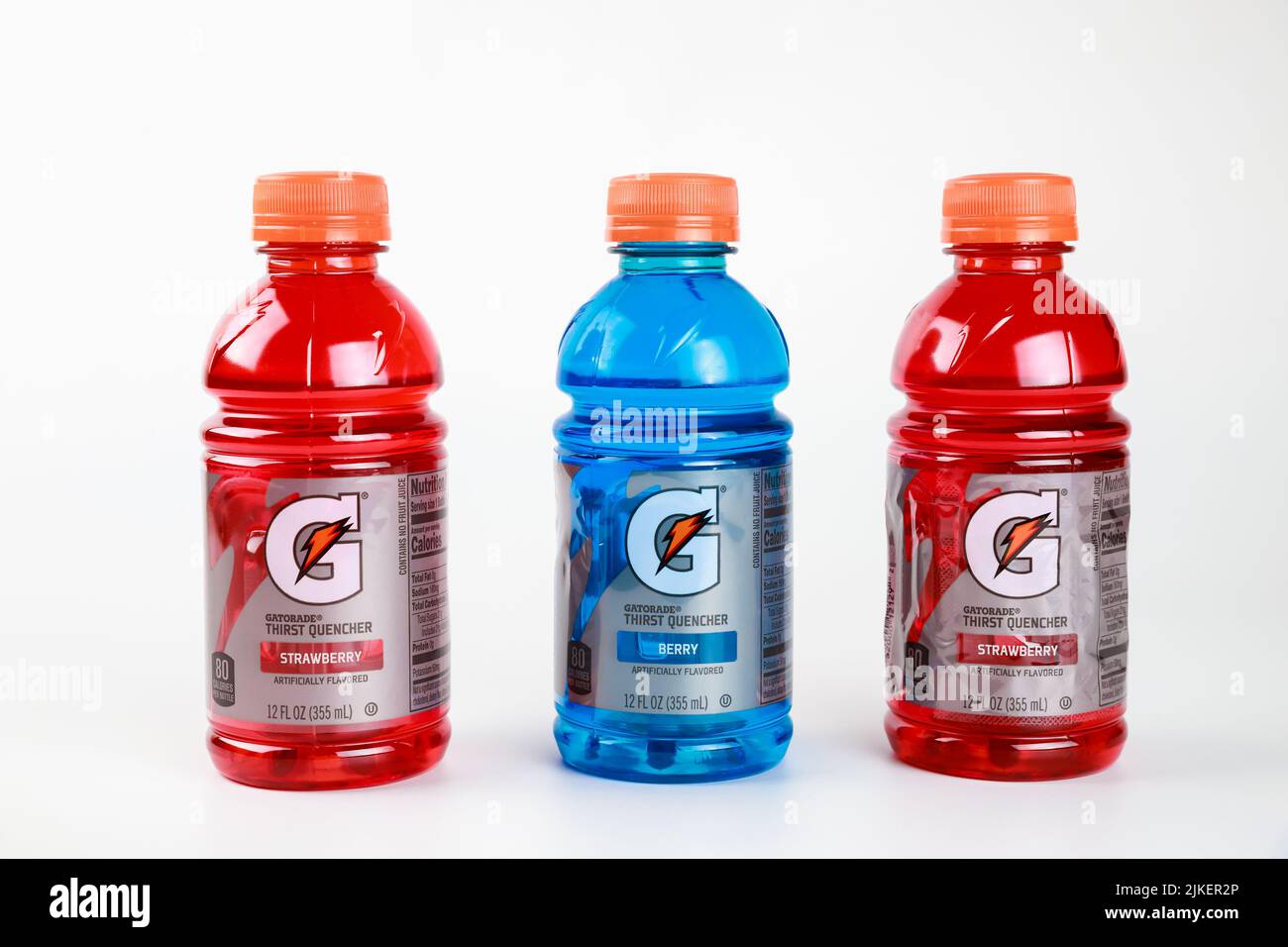 For staying hydrated, Gatorade sports drink contains electrolytes Stock ...