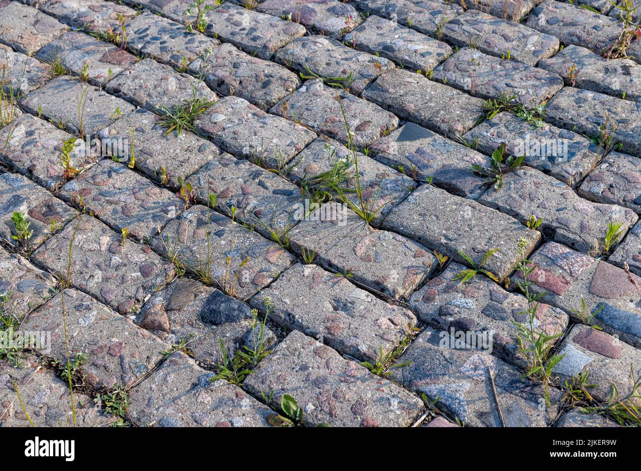 part of the embankment is made of stones and tiles, grass and other ...