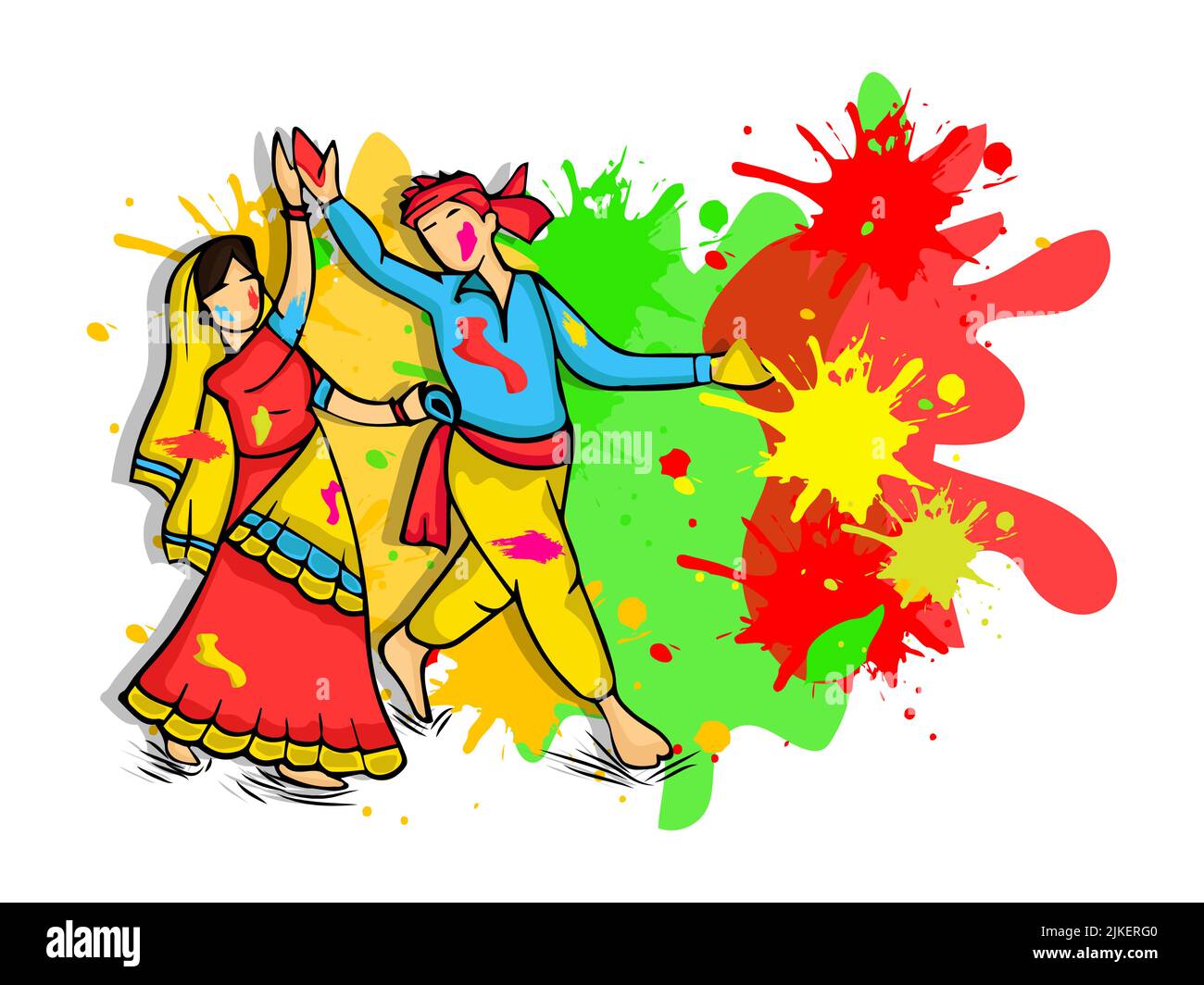 Indian couple playing holi Stock Vector Images - Alamy
