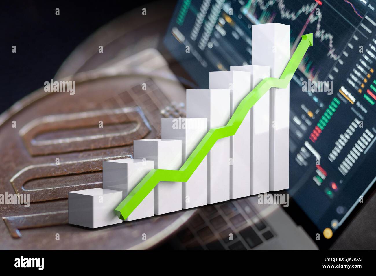 Economy Graph - Rising Arrow, Cash Yen Coins and Stock Market ...