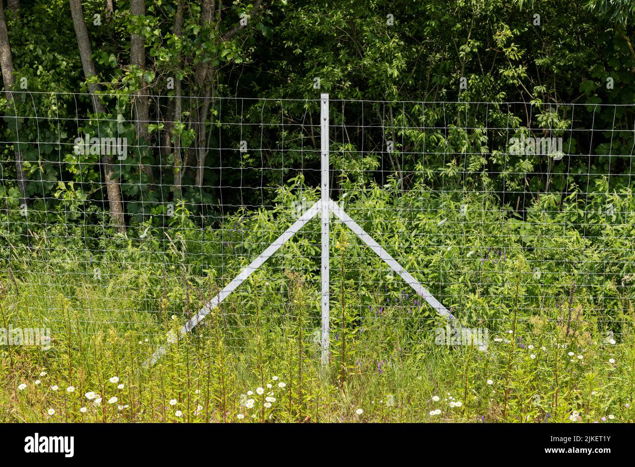 Metal fences for animal protection, an iron fence near the expressway ...