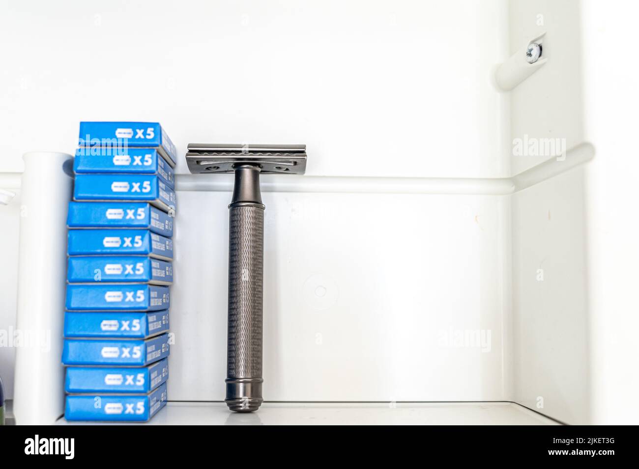 Shaving stick and packs of Safety razors Stock Photo - Alamy
