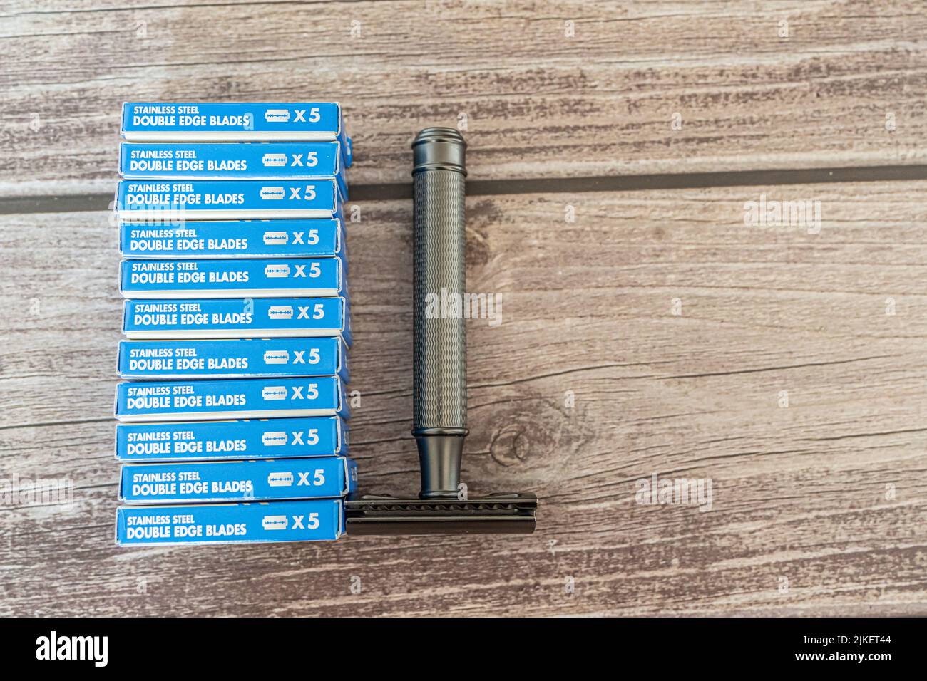 Shaving stick and packs of Safety razors Stock Photo - Alamy