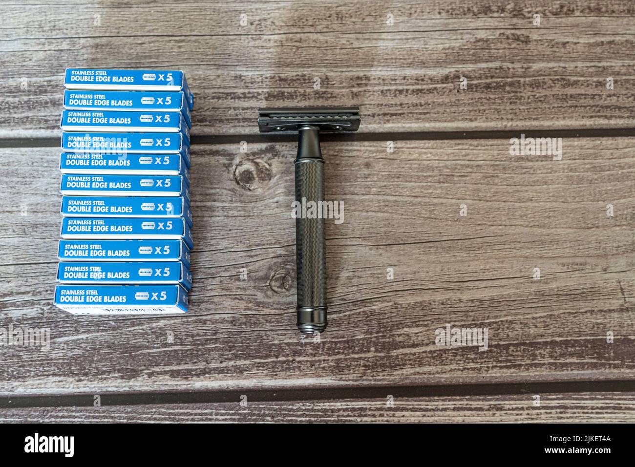 Shaving stick and packs of Safety razors Stock Photo - Alamy