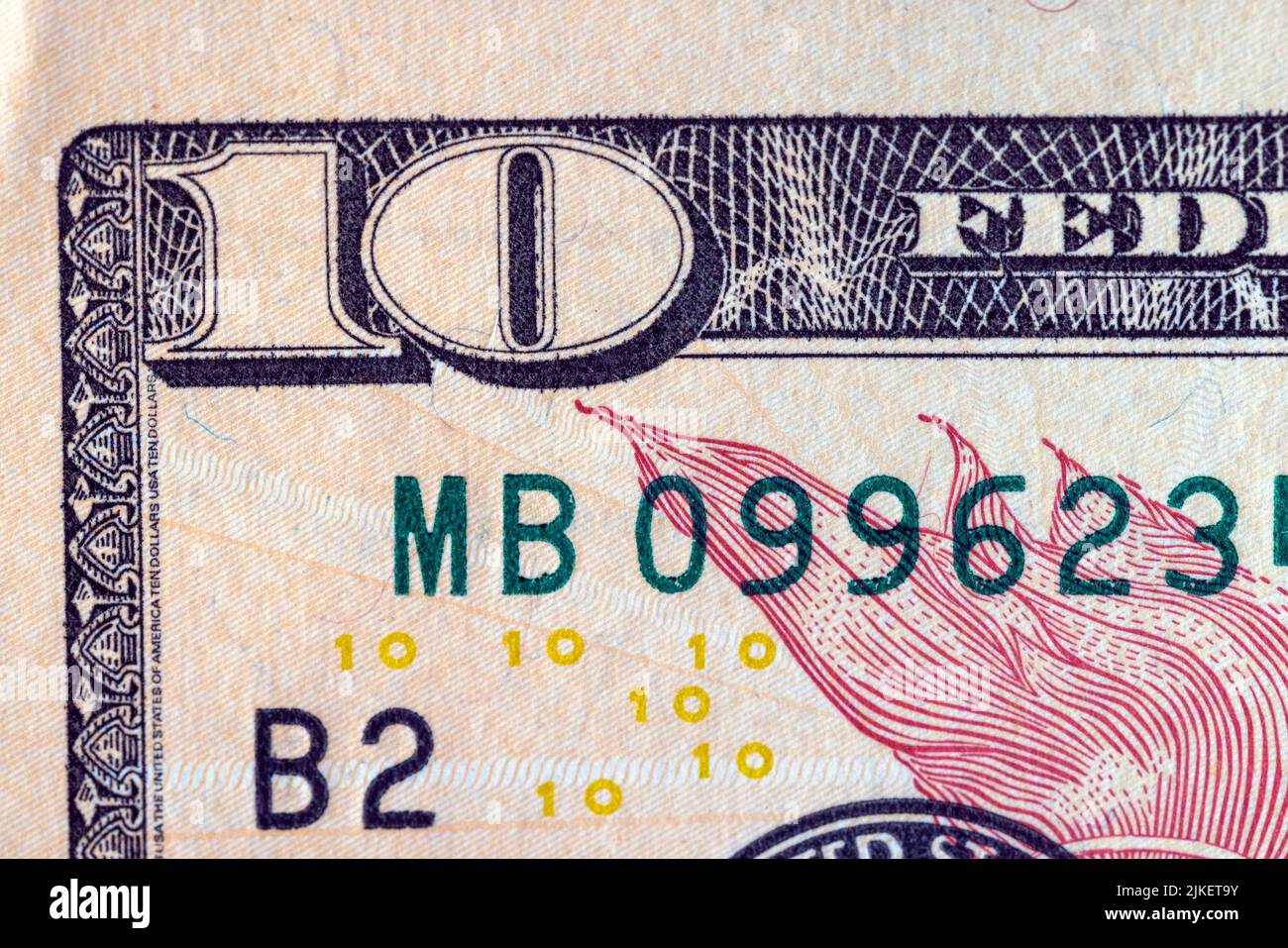 details of cash American ten dollars, cash American dollars with a face ...