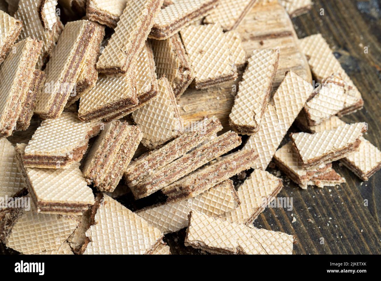 crisp fresh waffles with chocolate filling, thin multi-layered waffles ...