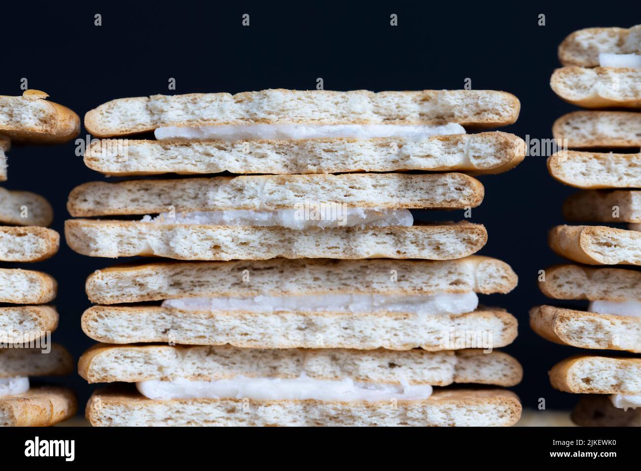 puff pastry sandwiches with cream filling, crispy fresh cookies with ...
