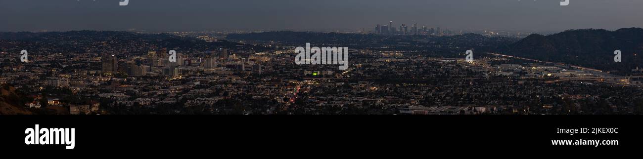 Panorama of Glendale California with the Los Angeles skyline in the ...