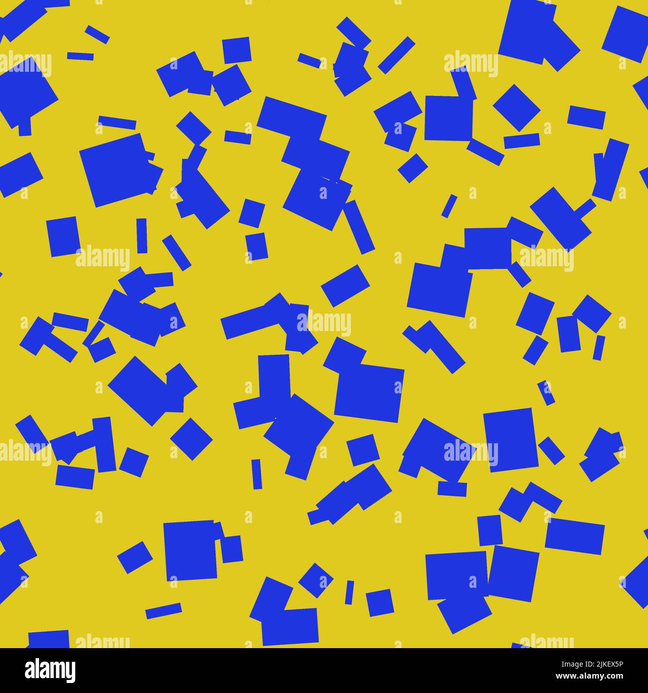 Blue shapes scattered on bright yellow repeating pattern Stock Photo ...