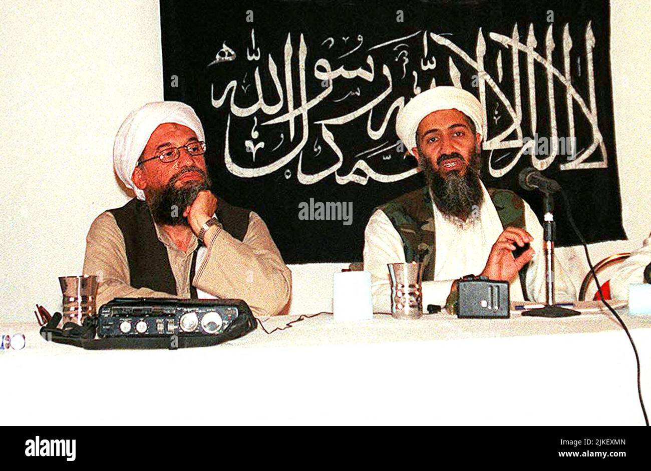 File photo dated May 1, 1998 of Oussama Bin Laden, with Ayman al ...